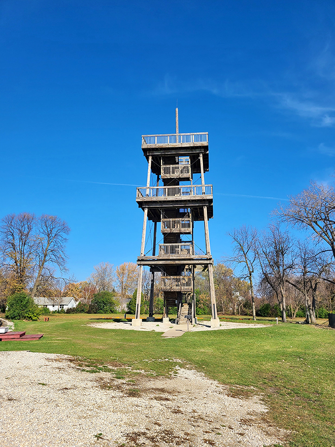 Climb to new heights at the observation tower! It's like a treehouse for grown-ups, offering panoramic views that'll make your inner child squeal with delight.