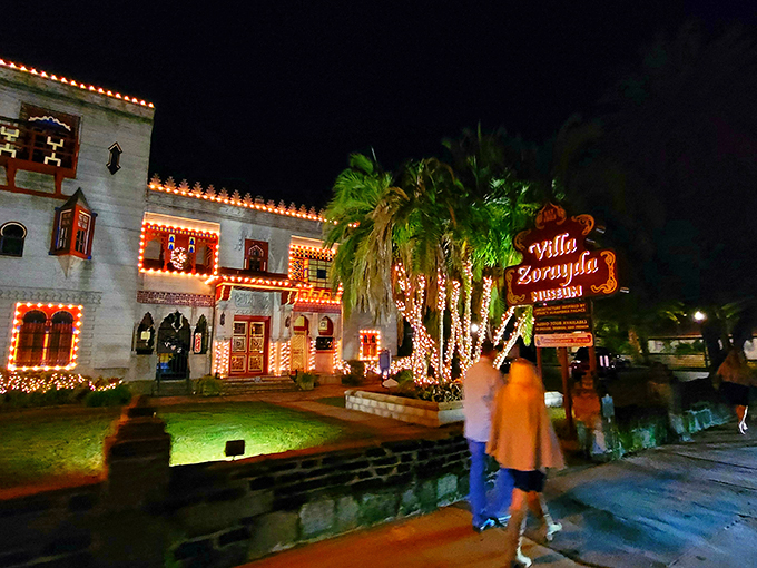 Welcome to the ultimate game of 'I Spy'... with lights! Can you spot the building behind the dazzling display? Neither can we!