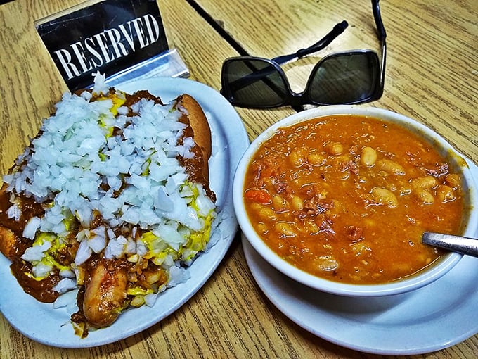 A bowl of comfort and a Coney Dog walk into a diner... No punchline needed, just pure satisfaction.