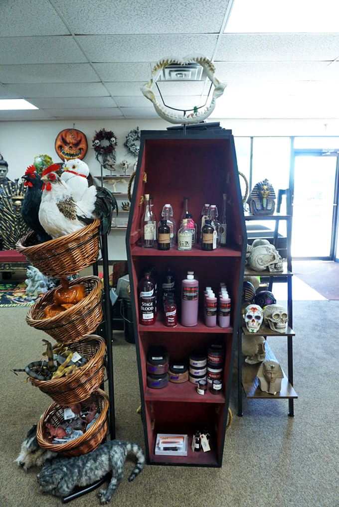 Coffin up the goods! This morbid mini-bar is stocked and ready for the world's spookiest happy hour. Morticia Addams would approve.