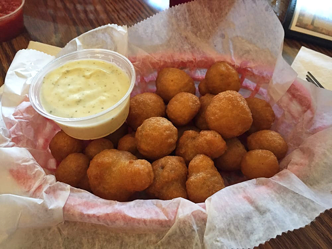 Mushroom nirvana! These crispy, golden orbs are like nature's popcorn, if nature wore a deep-fryer as a hat.