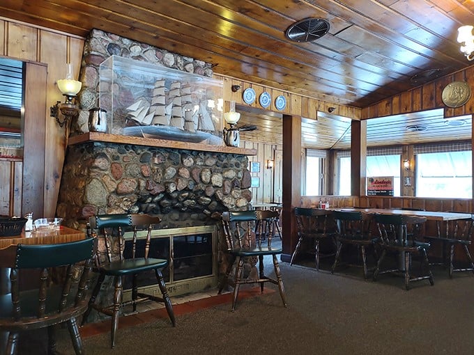 Cozy corner alert! This fireplace setup is so inviting, you'll want to curl up with a good book and a great steak.