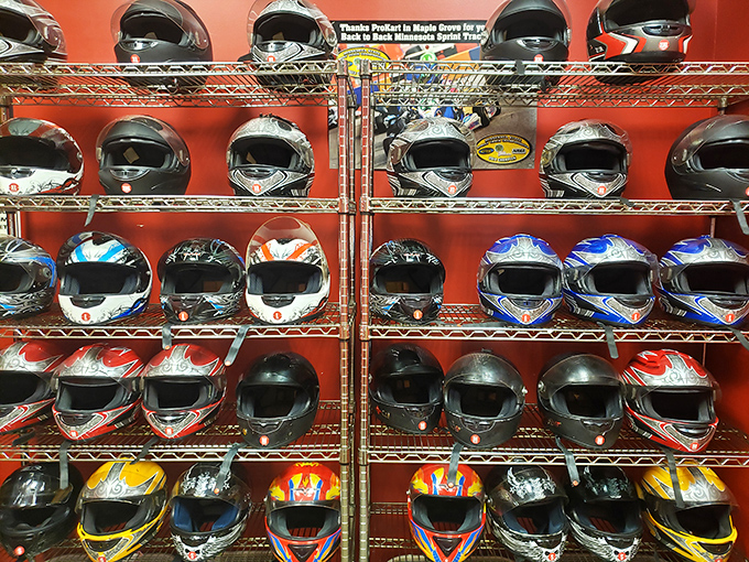 Choose your armor, road warrior! Each helmet tells a story &ndash; mostly of 'I hope I don't embarrass myself in front of the kids.'
