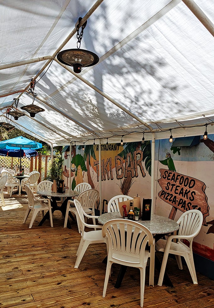 Sunshine, sea breeze, and scrumptious eats. This patio is the perfect stage for your next seafood adventure, complete with a supporting cast of palm trees.
