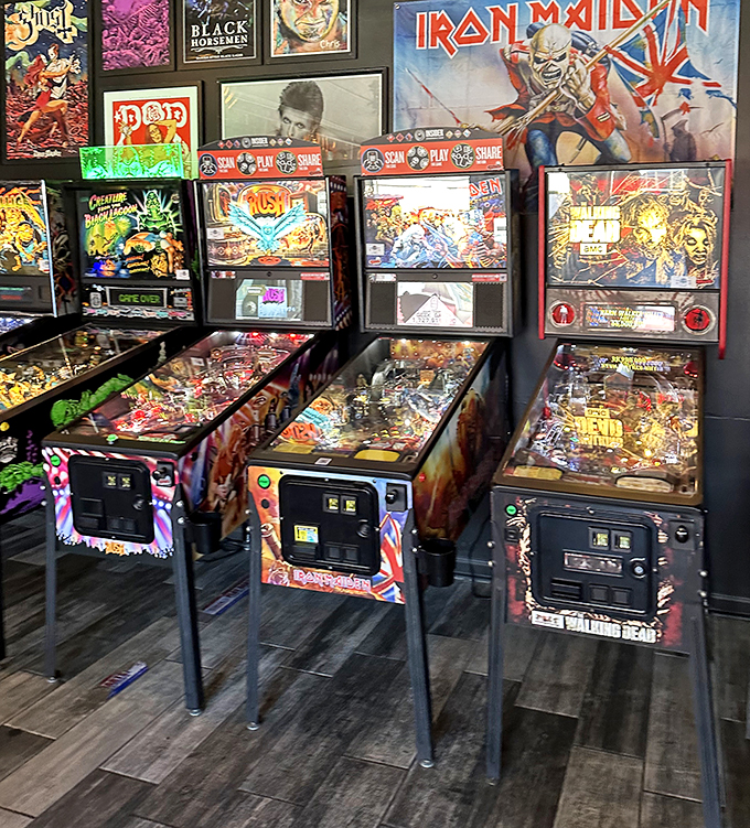 Game on! Crusade's pinball corner lets you work up an appetite while rocking out to classic tunes.