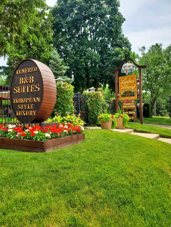 European luxury in the heart of Illinois? This sign isn't kidding around - it's like finding a Gucci store in a cornfield.