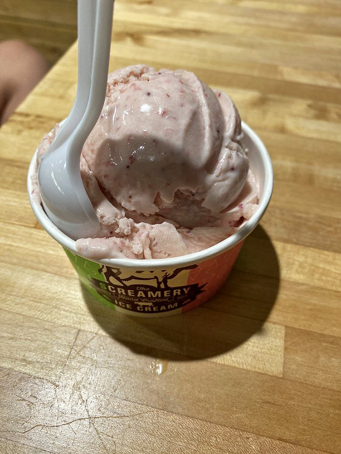 Pretty in pink and delicious all over. This strawberry scoop is like summer in edible form.