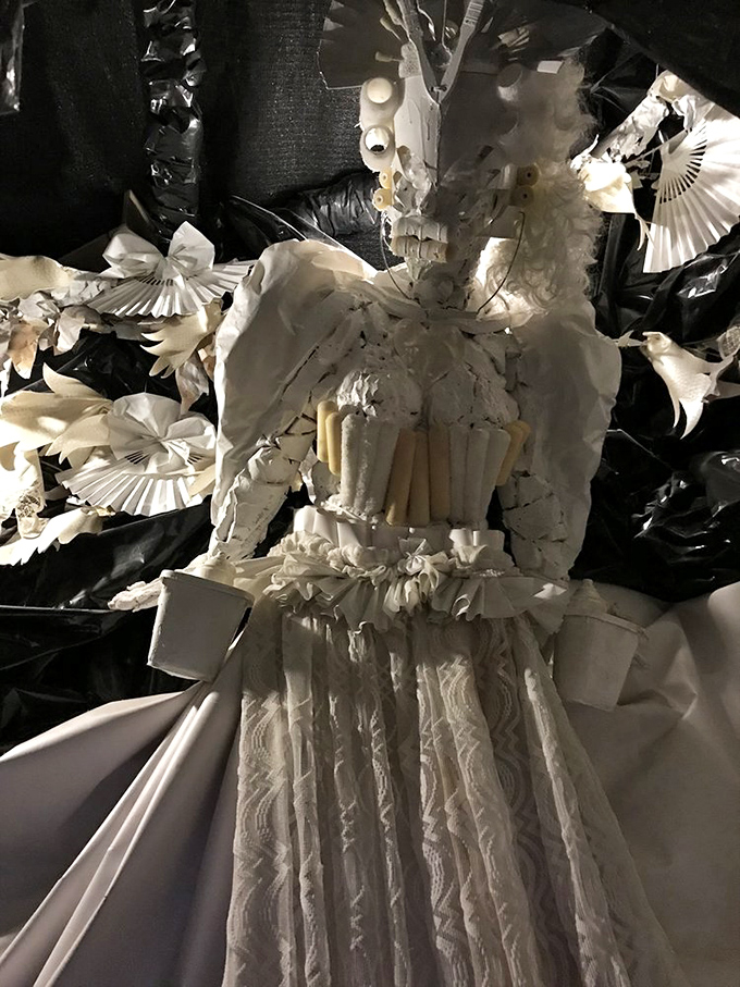 "The bride of Frankenstein meets high fashion! This ethereal creation proves that even in Otherworld, white never goes out of style."