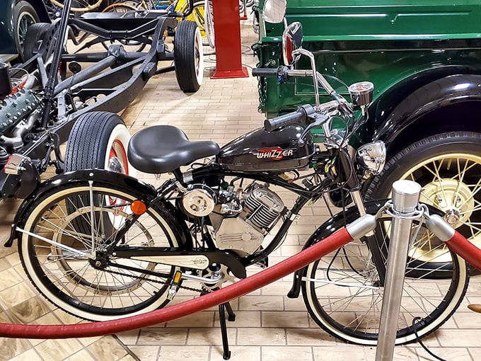 Two-wheeled terror! This vintage motorcycle might be small, but it packs enough punch to make your grandma's scooter look like a kiddie ride.