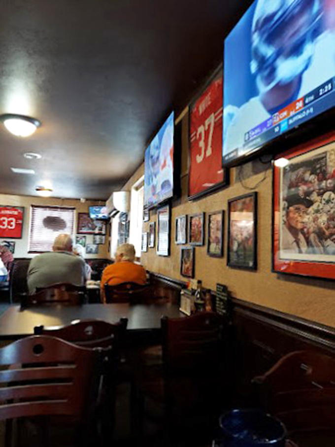 Sports central! With more screens than Best Buy and more memorabilia than the Hall of Fame, this corner is a sports fan's slice of heaven.