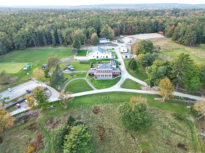 "Monopoly board or historic estate?" From this bird's eye view, Woodlawn looks like the ultimate game piece in life-sized New England Monopoly.