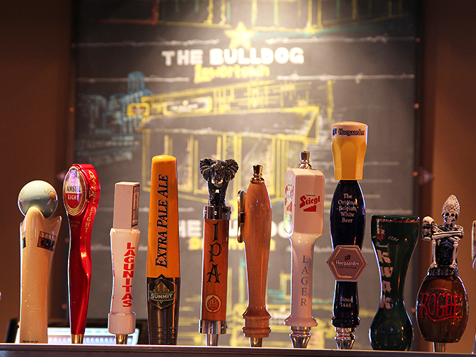 Behold, the craft beer rainbow! Each tap is a pot of liquid gold at the end. No leprechaun required.