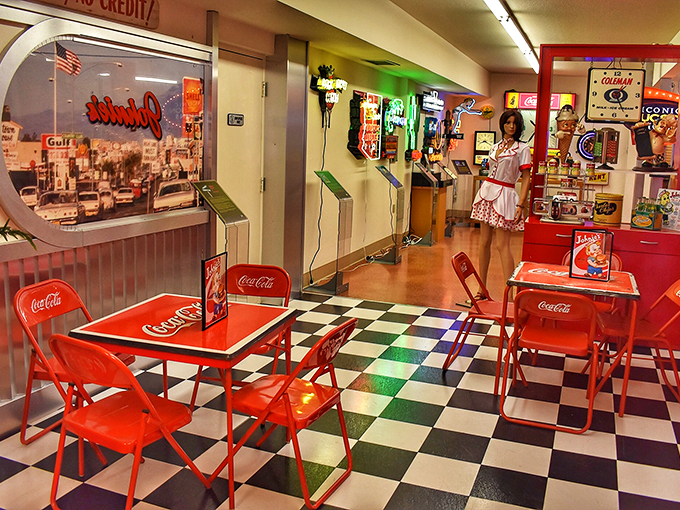 Pull up a chair and order a side of nostalgia. This retro diner scene is serving up memories with a cherry on top.