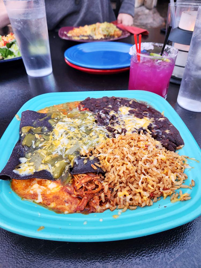 Behold, the Enchilada Extravaganza! It's a fiesta on a plate that'll make your taste buds break out the maracas.