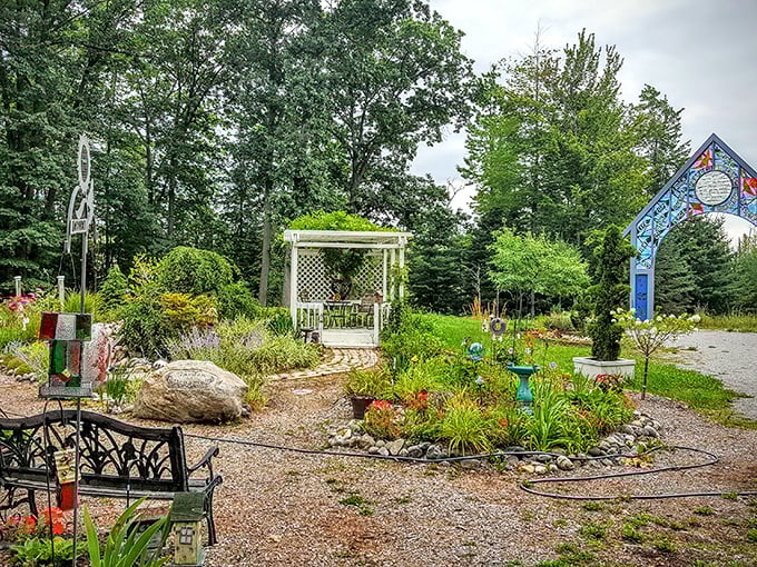 Connie's garden: where flowers bloom and appetites grow. It's a little slice of Eden, complete with a gazebo that's perfect for post-feast naps.