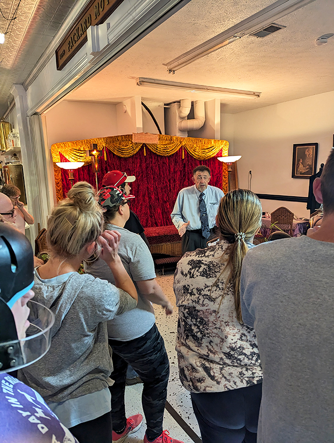 "And if you look to your left, you'll see our ghostly apparition exhibit..." Just kidding! Our enthusiastic guide keeps the tour lively, even when discussing the not-so-lively.