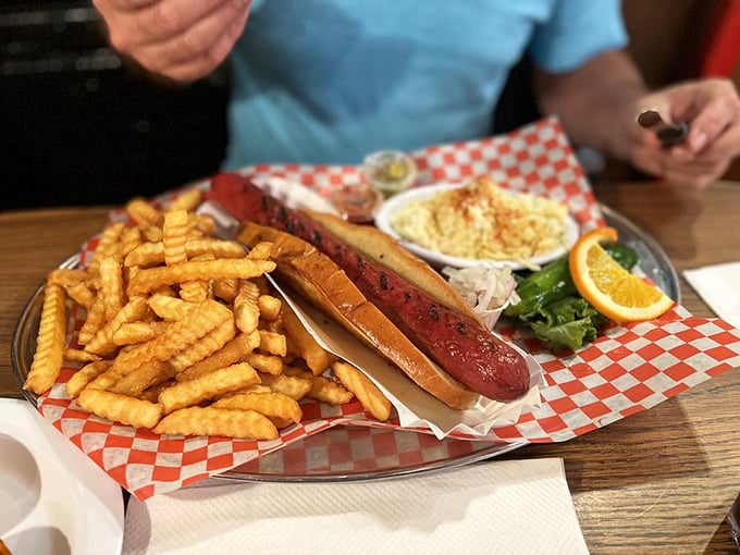 Hot diggity dog! This isn't just a meal; it's a picnic on a plate. Norman Rockwell would be proud (and hungry).