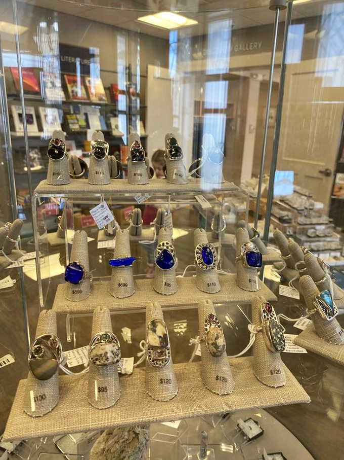 Bling that tells a story! Each of these rings is like a tiny novel, with chapters of geological drama and sparkle.