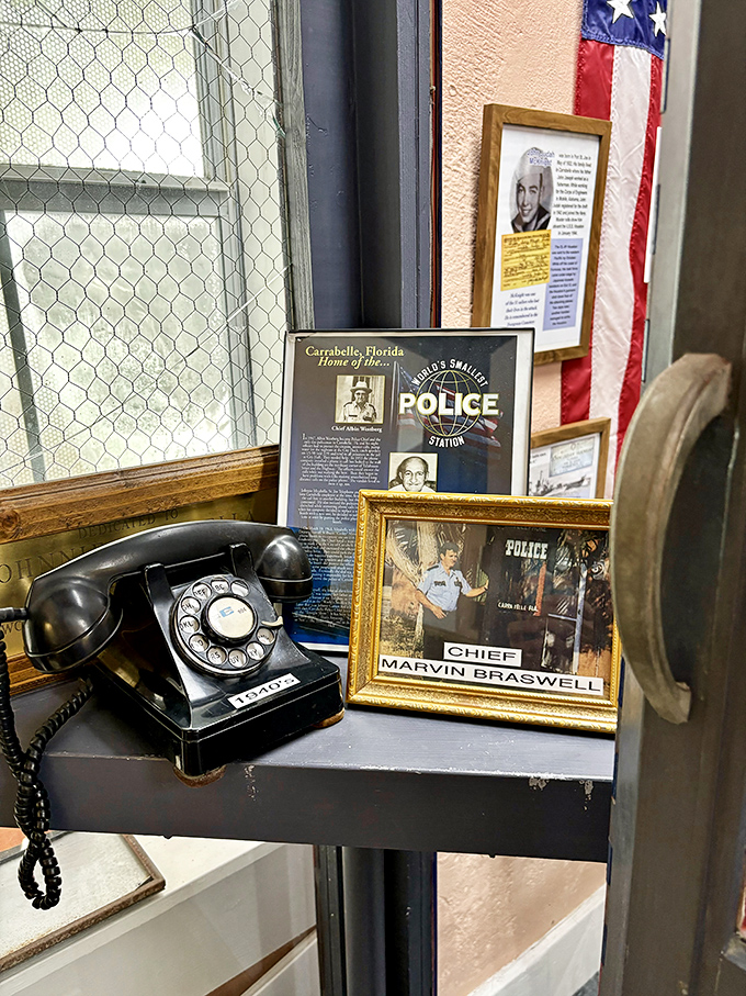 Dialing up nostalgia: Inside the station, vintage memorabilia tells the tale of Carrabelle's unique law enforcement legacy.