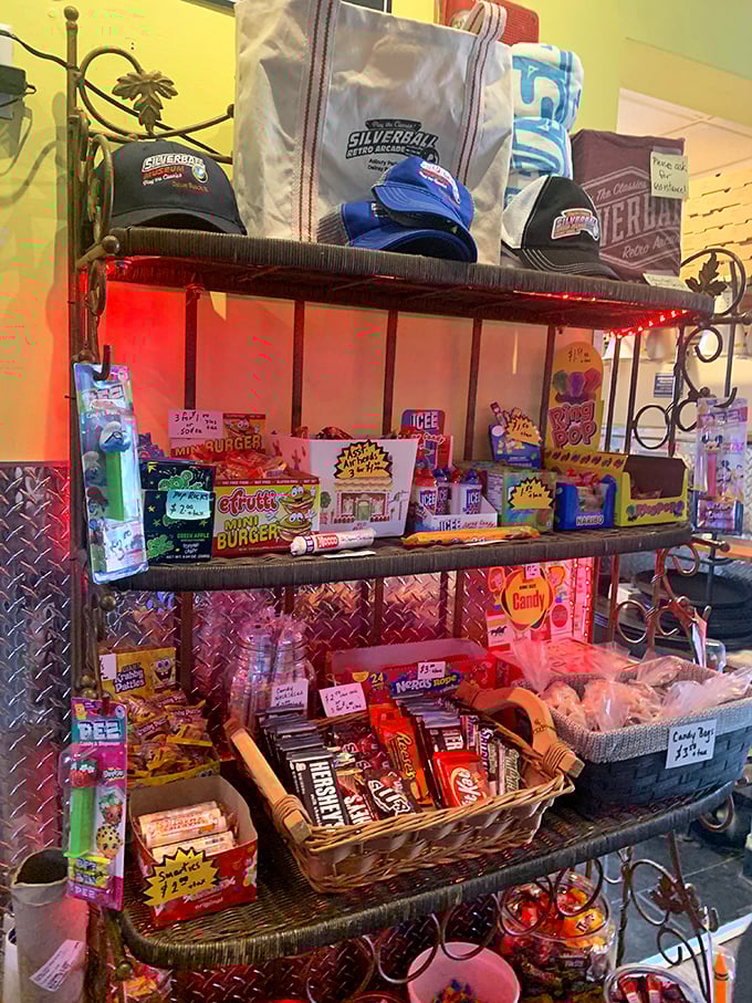 Sugar rush central! This candy cornucopia is like raiding the concession stand of your childhood dreams &ndash; Pac-Man fever meets sweet tooth heaven.