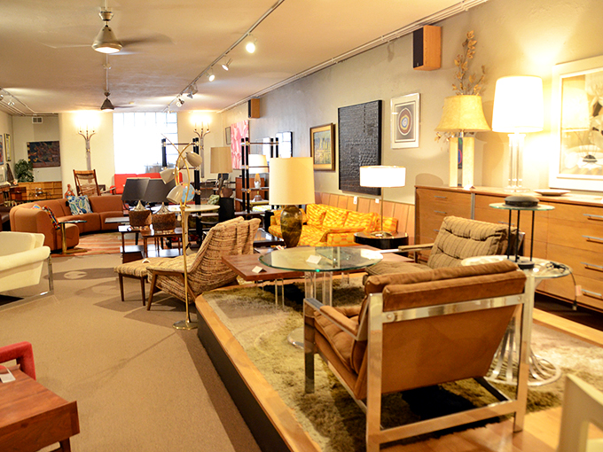 Sleek lines and retro vibes collide in this modern furnishings section. It's the perfect backdrop for your next "Mad Men" marathon or swanky cocktail party.
