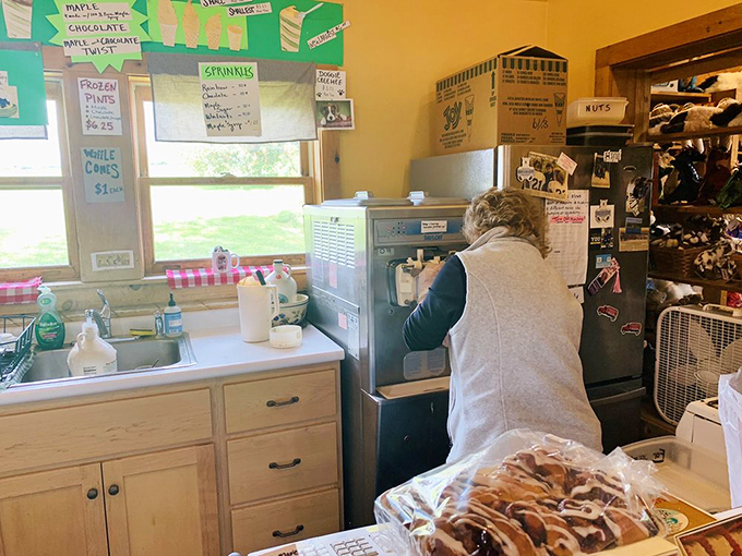 Behind the scenes of sweetness. This is where the maple magic happens, one soft-serve swirl at a time.