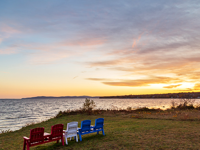 Sunset seating for six. These Adirondack chairs are front-row seats to nature's nightly light show.