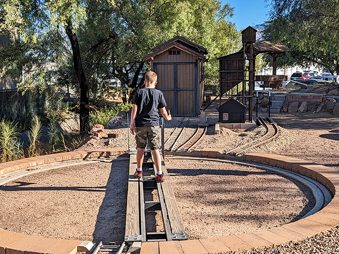 All aboard the imagination station! This hands-on display lets visitors play conductor, minus the responsibility of actually getting people to their destinations.