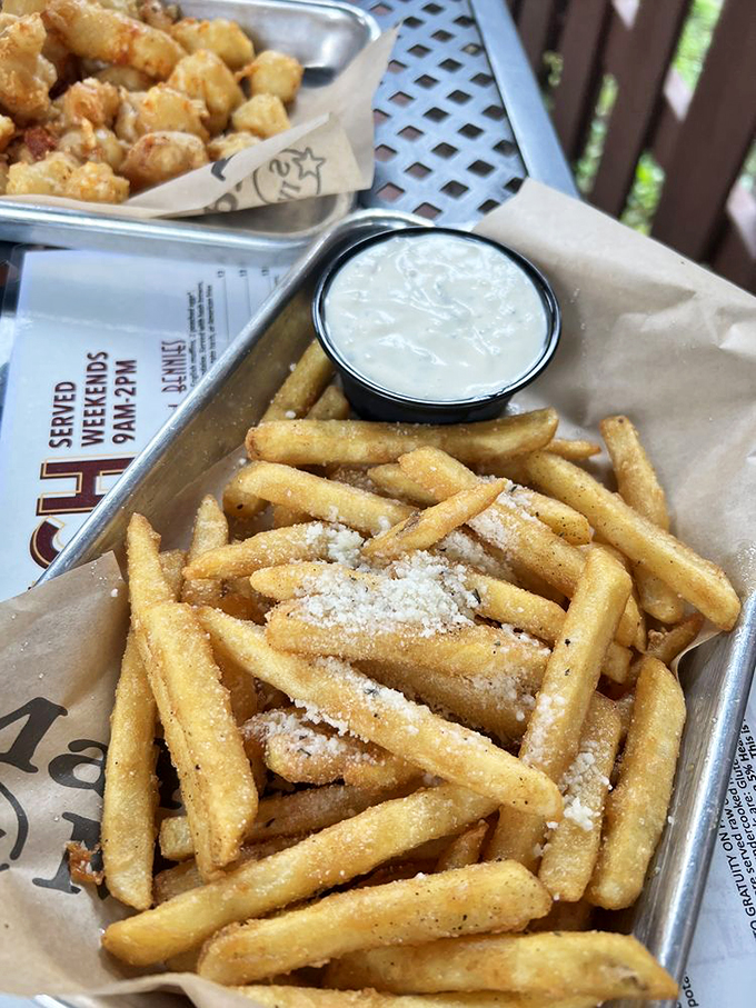 Fry, oh my! These truffle fries are the Rolls-Royce of spuds, dusted with enough parmesan to make an Italian grandmother proud.