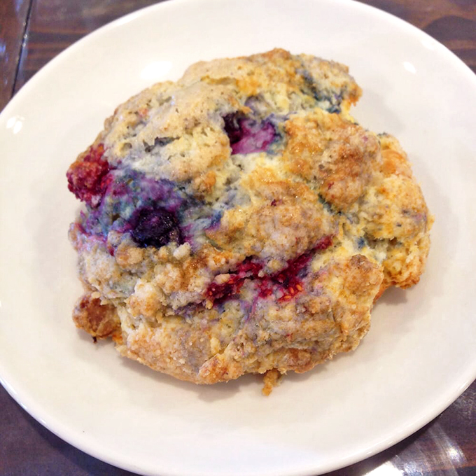 Berry-licious rebellion! This scone dares to be different, bursting with fruity flavor and begging to be paired with your morning coffee.