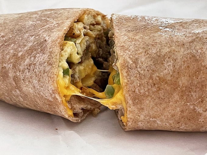 Burrito or work of art? This handheld masterpiece is packed with flavor and wrapped in a tortilla hug.