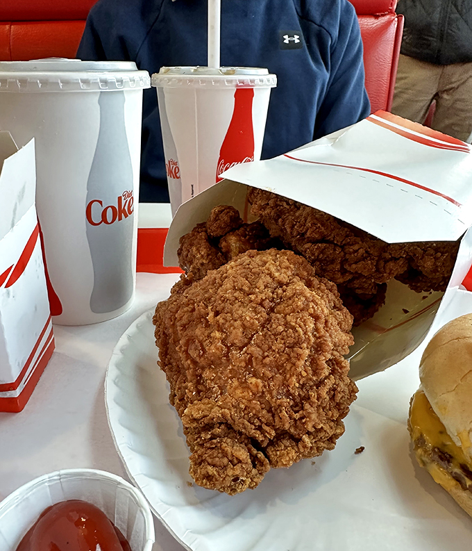 Fried chicken that could make the Colonel salute. Crispy on the outside, juicy on the inside – it's poultry poetry.