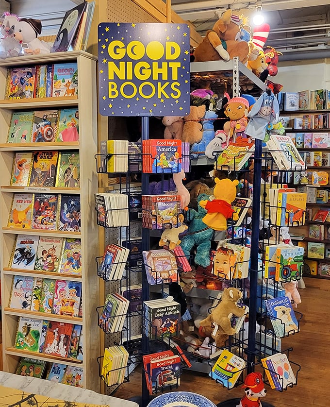 Goodnight, moon... and wallet! This corner is a bedtime story bonanza that'll have both kids and nostalgic adults reaching for their piggy banks.