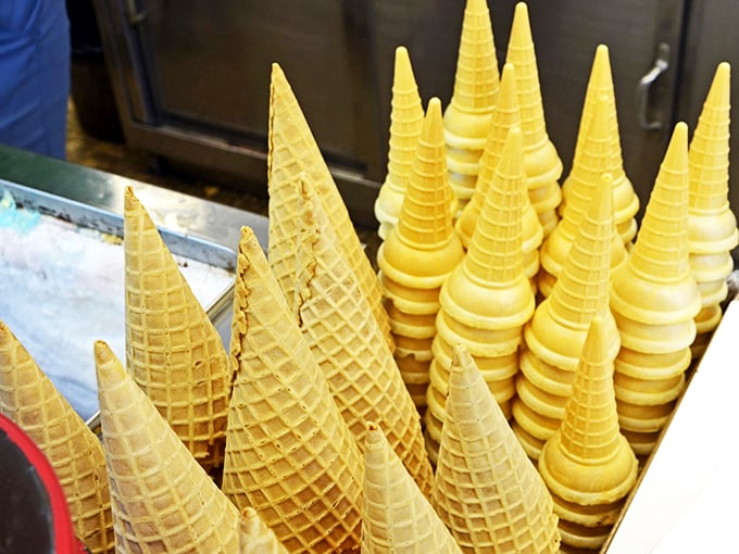 Cone artists at work! These waffle wonders stand ready to support your wildest ice cream dreams.
