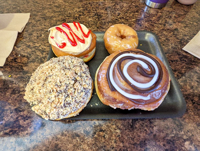 Donut worry, be happy! This plate of circular joy proves that sometimes, the best things in life really do come with a hole in the middle.