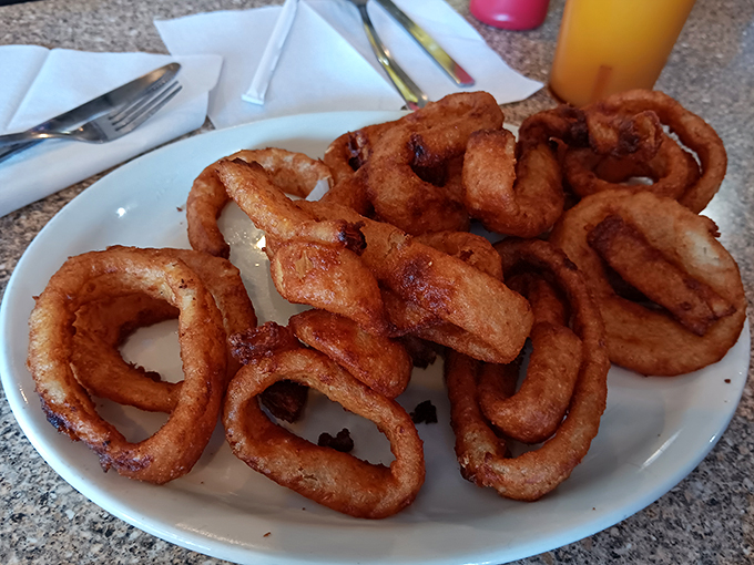 Onion rings or edible halos? Either way, these golden circles of joy are a deep-fried ticket to flavor town.
