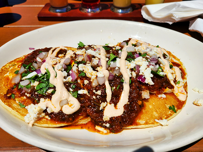 Pancake perfection with a twist! These flapjacks are dressed to impress, proving breakfast can be both comforting and adventurous.