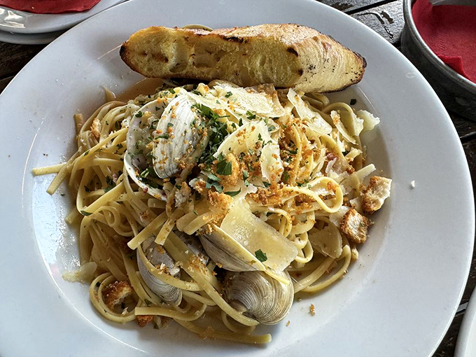 Pasta la vista, baby! This seafood linguine is so fresh, you can almost hear the waves crashing with each twirl.