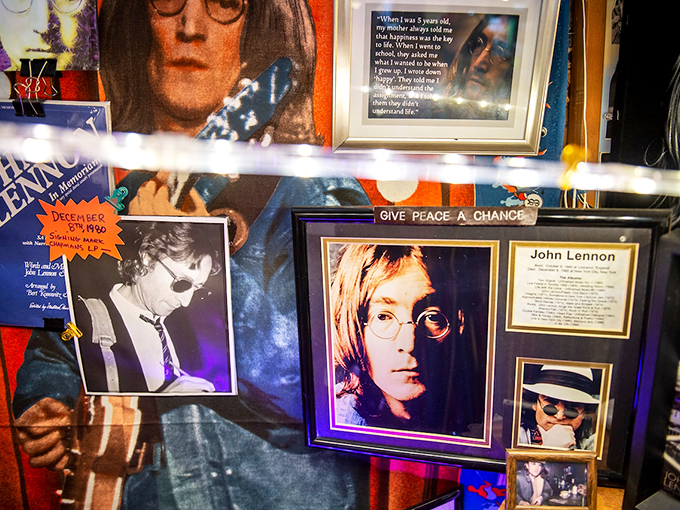 John's watching you sip that latte. Don't worry, he's just making sure you're giving peace a chance.