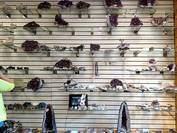 Rock collector's paradise or the world's most dazzling Jenga set? Either way, this gem-studded display is guaranteed to make geology buffs swoon.