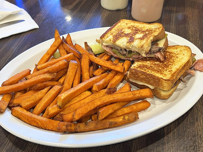 Sandwich goals achieved! This towering creation is like the Leaning Tower of Pisa, but tastier and less likely to topple over.