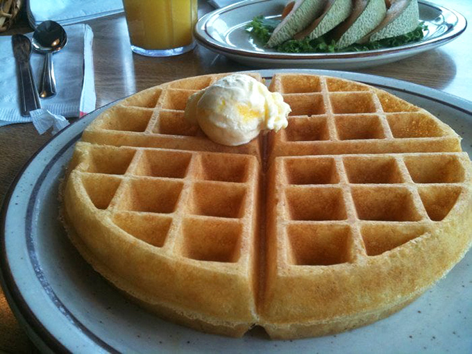 Waffle perfection: Golden, crisp, and ready for its syrupy close-up. Is it breakfast? Is it dessert? Who cares &ndash; it's delicious!