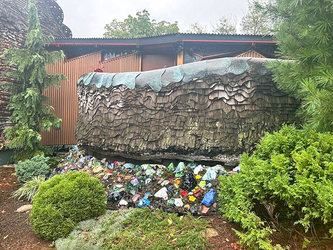 Even the fence refuses to be ordinary! This colorful boundary proves that at the Mushroom House, creativity knows no limits.