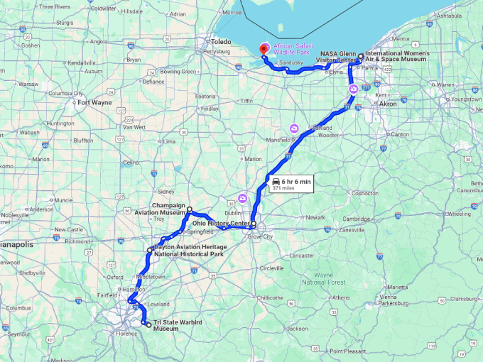 15 ohio incredible aerospace exhibits map