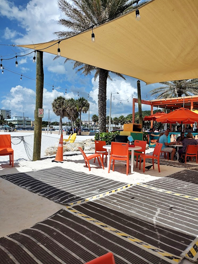 Outdoor seating that's more colorful than a toucan's dream vacation. Pull up a chair and let the good times roll!