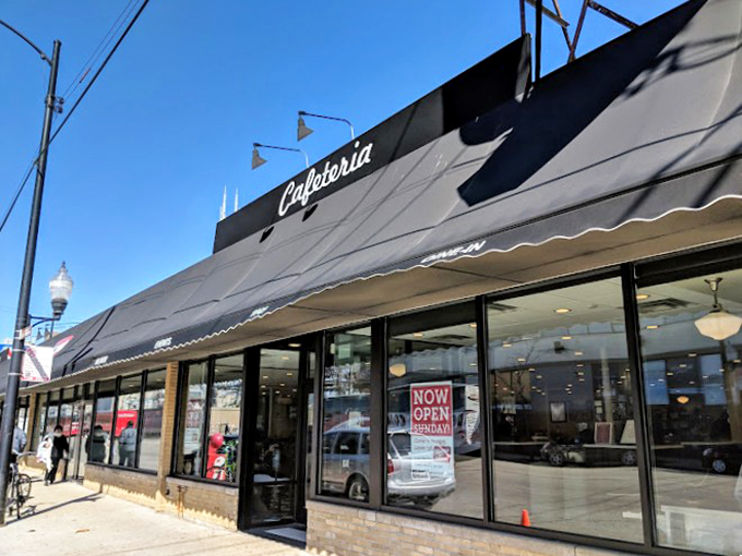 Manny's by day - where sandwich dreams come true and diet plans go to die, all under the watchful gaze of Chicago's skyline.