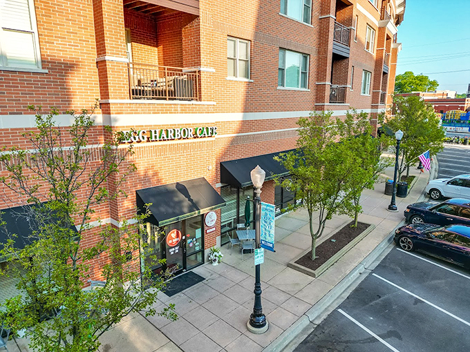 Egg Harbor, ahoy! This charming storefront beckons like a lighthouse guiding hungry sailors to the shores of Breakfast Island. Abandon all diets, ye who enter here!