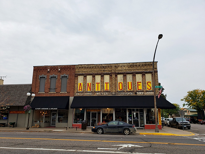 Time capsule on Main Street: Antiques on 4th stands proud, inviting passersby to step back in time and explore.