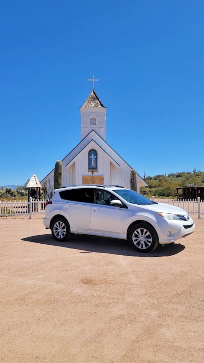 Holy roller: Even your car can get in on the Elvis action at this chapel, where every parking spot feels like a front-row seat to the greatest show on earth.