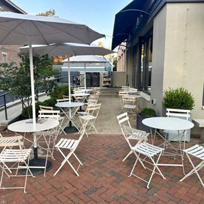 Al fresco feast awaits! This patio is perfect for people-watching and pastry-munching &ndash; the ultimate spectator sport.